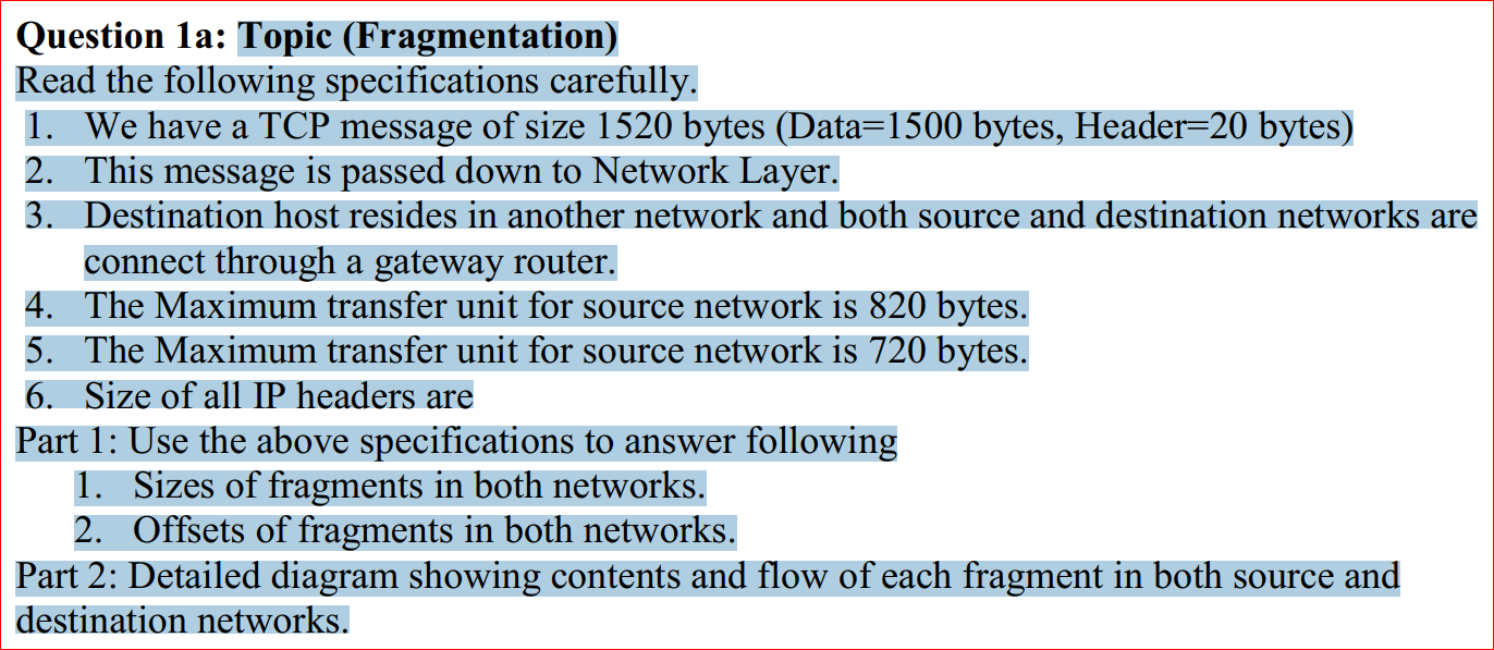 Question 1a: Topic (Fragmentation) Read the following | Chegg.com