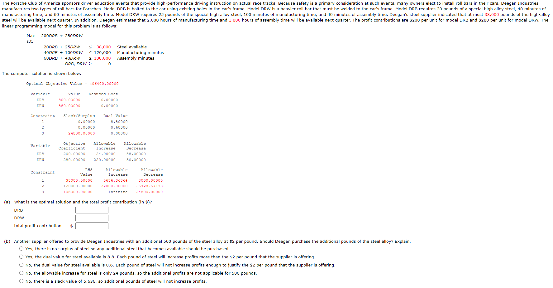 Solved The Porsche Club of America sponsors driver education | Chegg.com