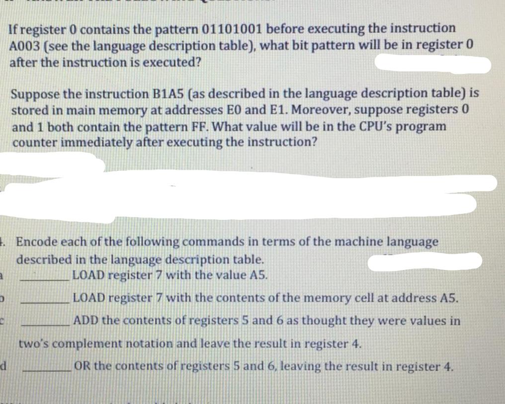Solved If register 0 contains the pattern 01101001 before | Chegg.com
