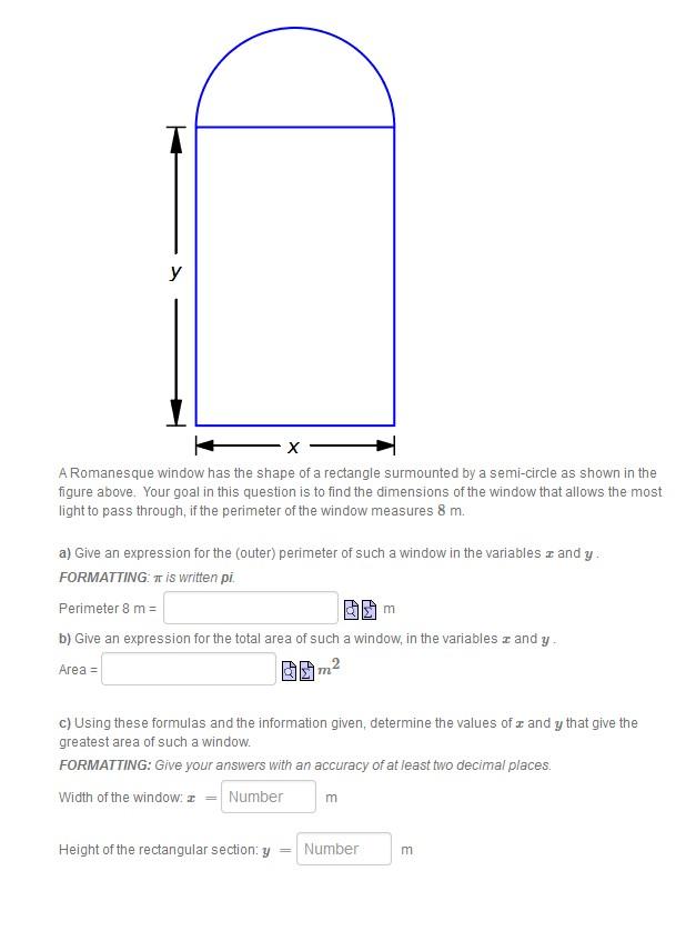 Solved A Romanesque window has the shape of a rectangle | Chegg.com
