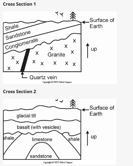 Solved Cross Section 1 .Surface of Earth Shale Sandstone X | Chegg.com