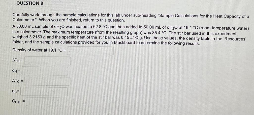 Solved Carefully work through the sample calculations for | Chegg.com