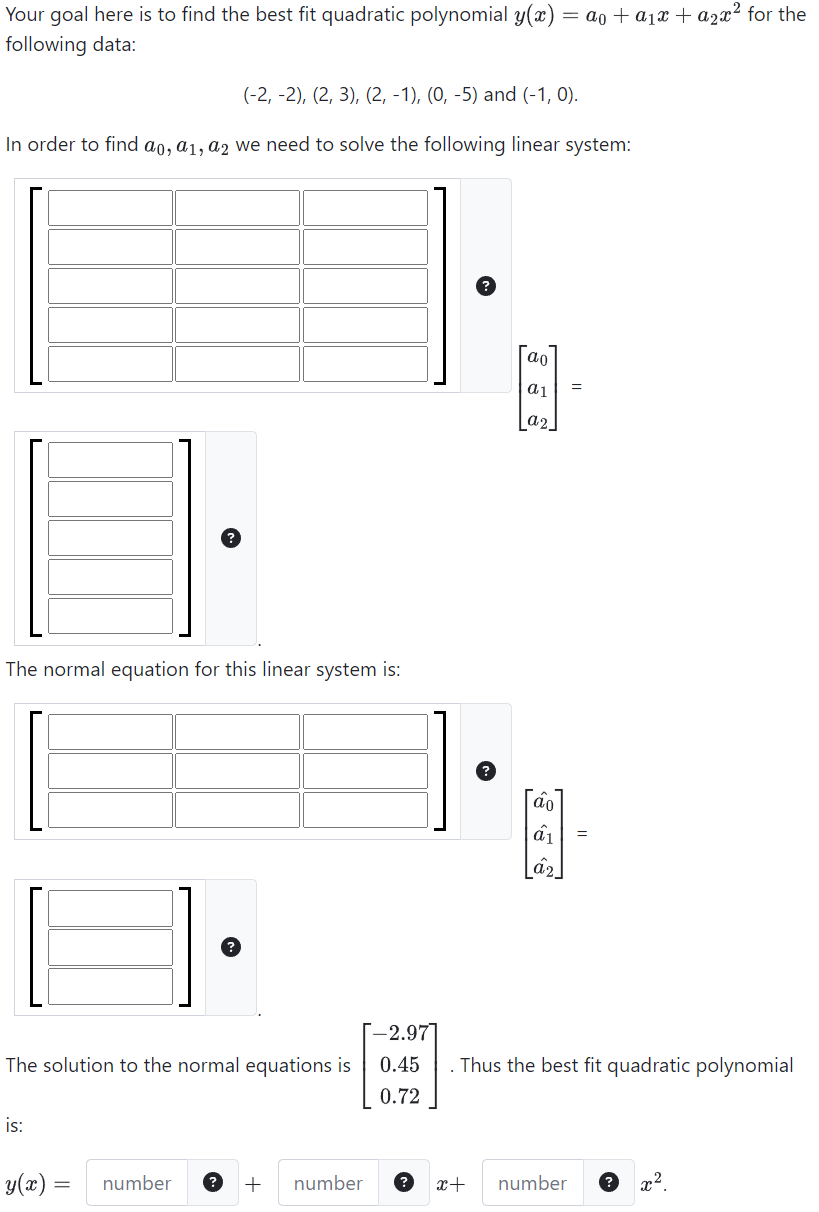 Solved Your goal here is to find the best fit quadratic | Chegg.com