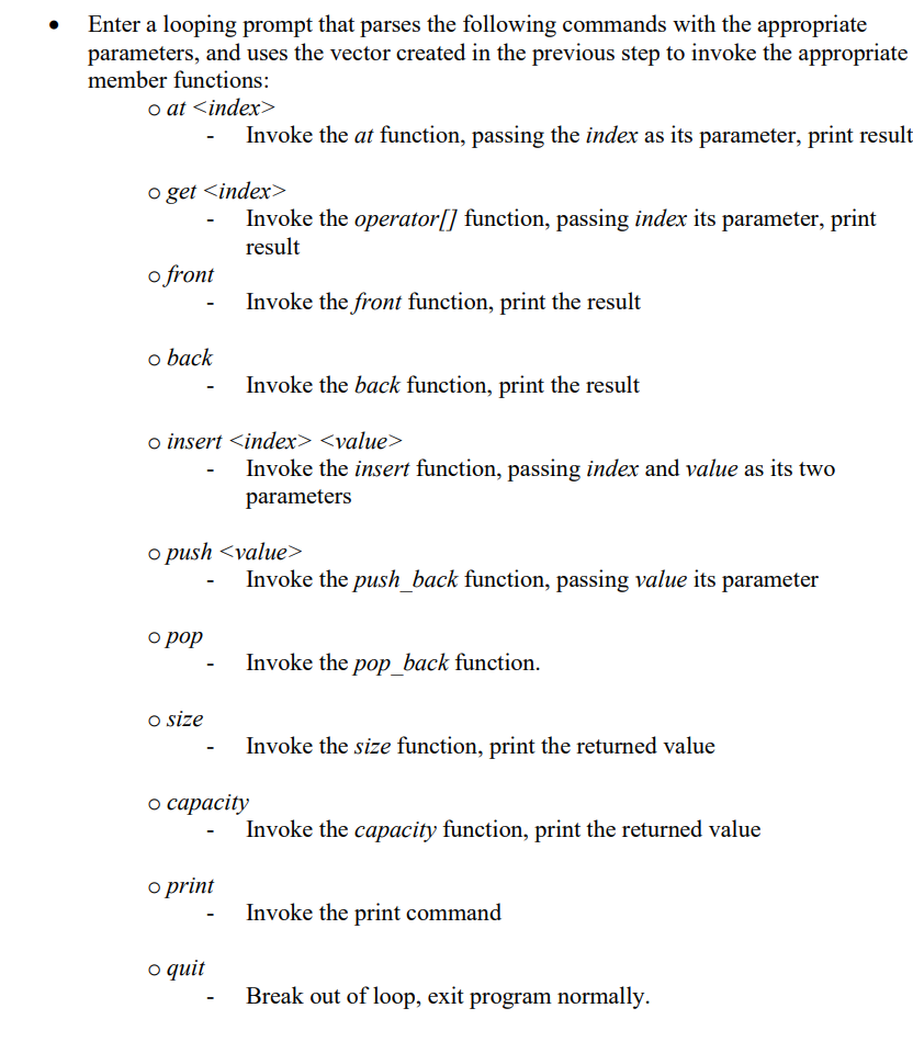 Solved Write a program (called integer_vector.cpp) that does | Chegg.com