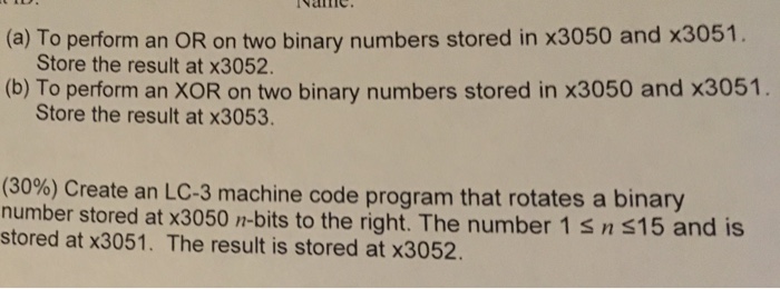 Solved Nainnc (a) To perform an OR on two binary numbers | Chegg.com