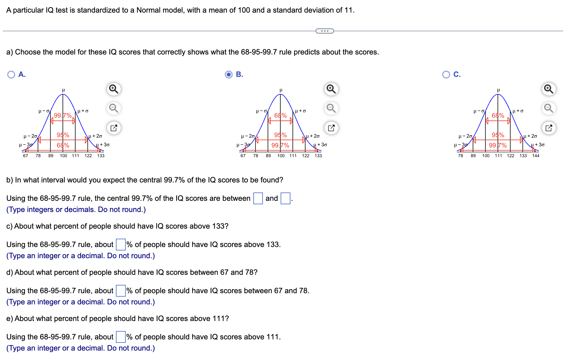 Solved a) ﻿Choose the model for these IQ scores that | Chegg.com