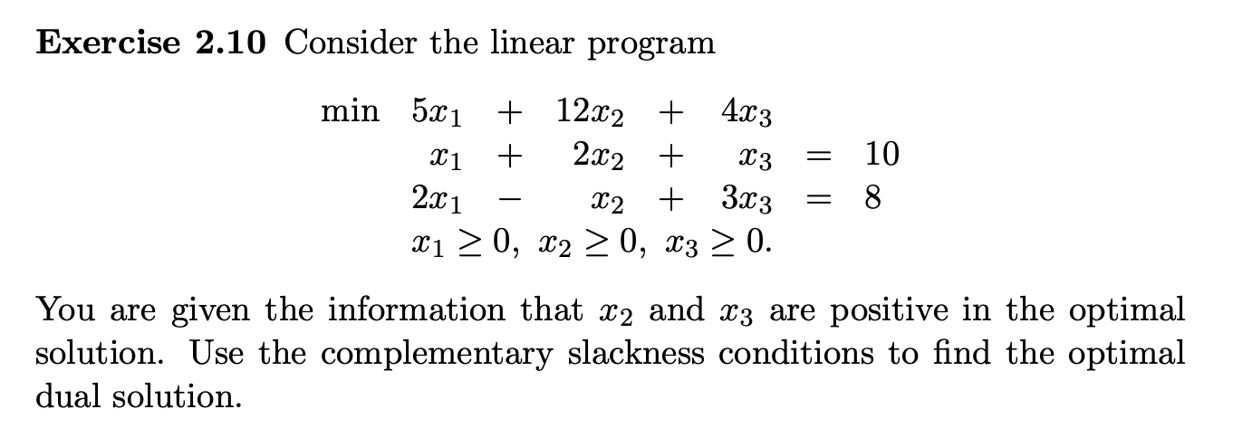 Solved Exercise 2.10 Consider the linear program | Chegg.com