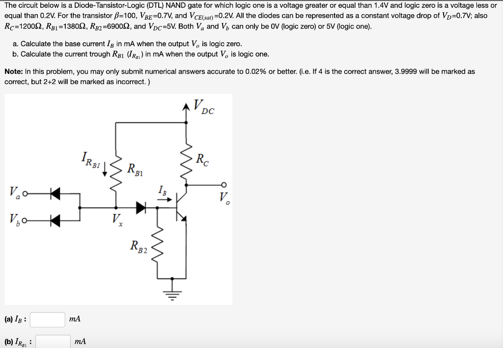 Solved The circuit below is a Diode-Tansistor-Logic (DTL) | Chegg.com