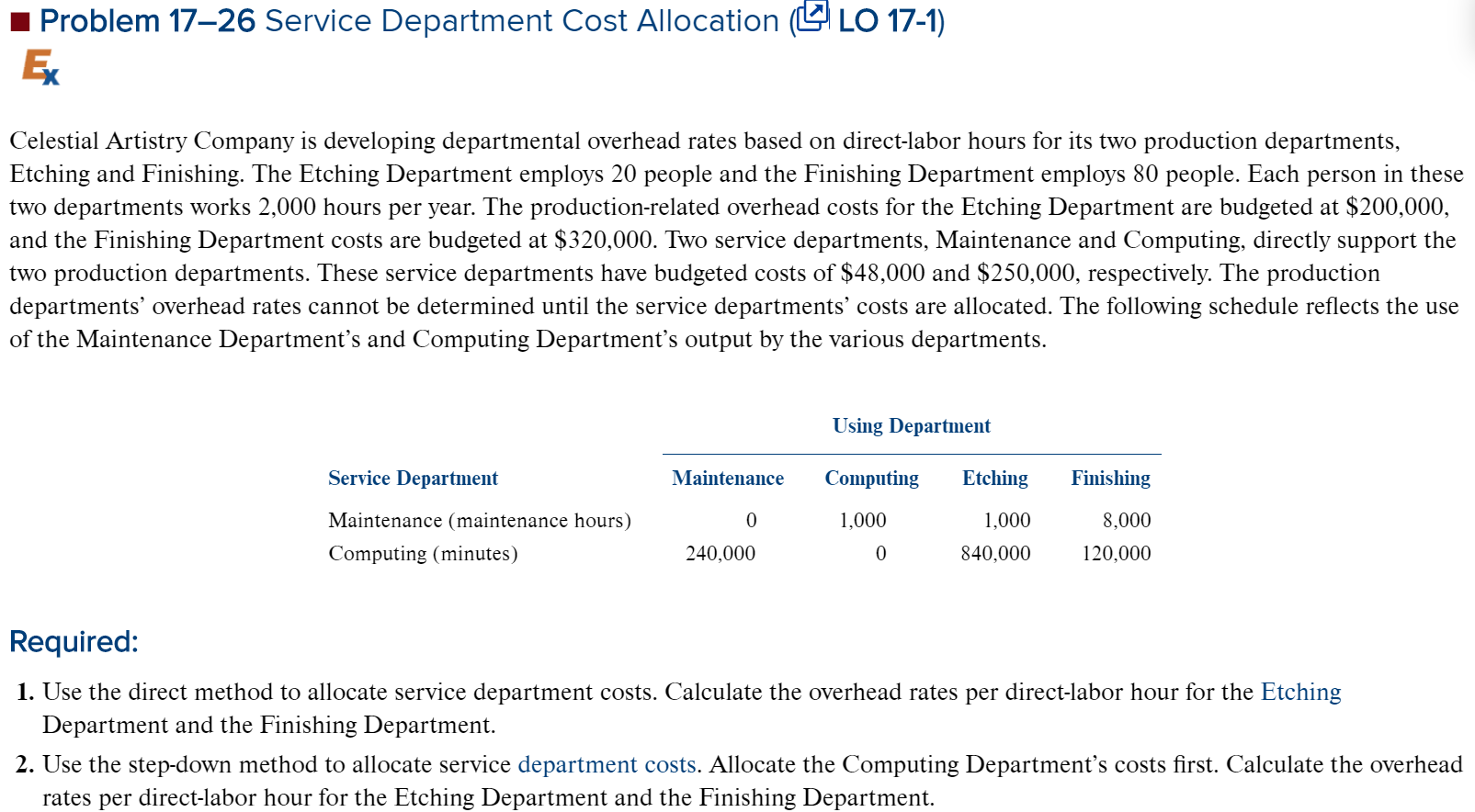 Solved Problem 17–33 Reciprocal-Service Method (Appendix) | Chegg.com