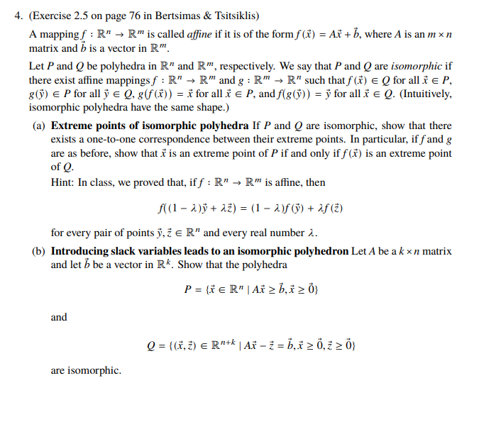 Solved 4. (Exercise 2.5 on page 76 in Bertsimas & | Chegg.com