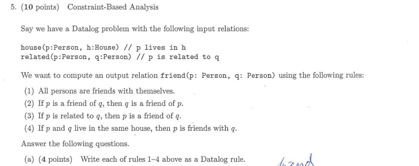 Solved Say we have a Datalog problem with the following | Chegg.com