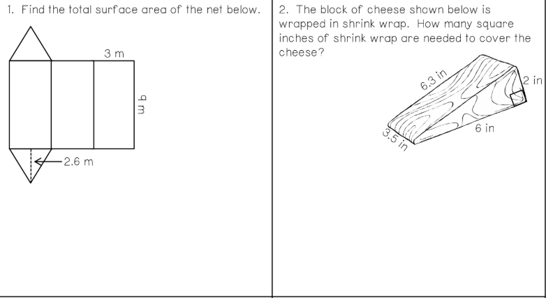Solved 1. Find the total surface area of the net below. 2. | Chegg.com