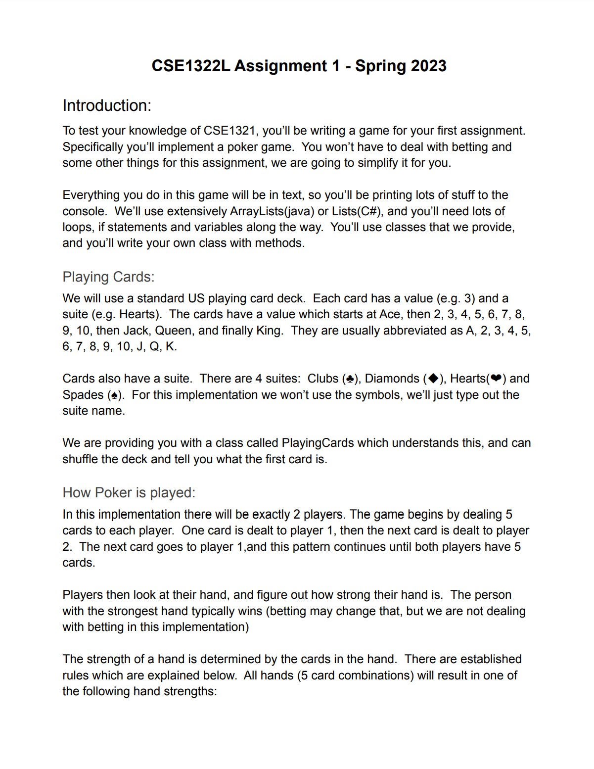 Solved CSE1322L Assignment 1 - Spring 2023 Introduction: To | Chegg.com