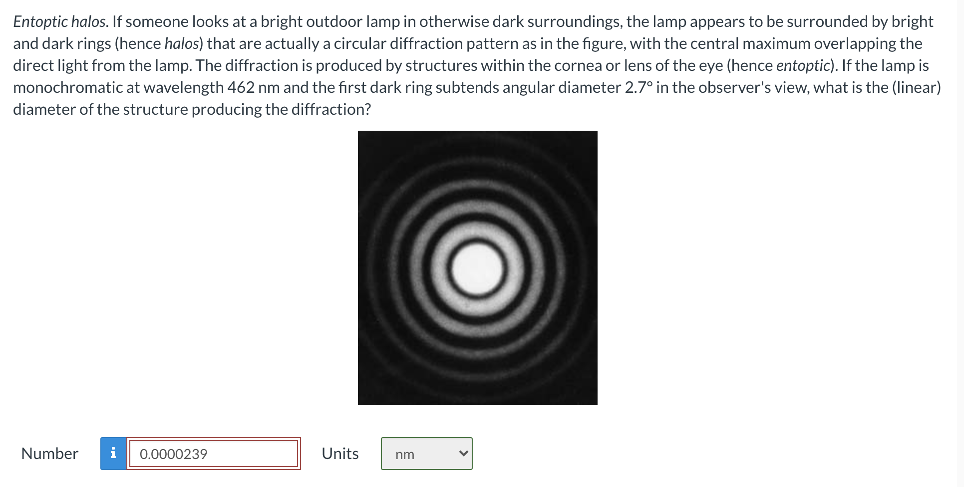 Solved Entoptic halos. If someone looks at a bright outdoor | Chegg.com