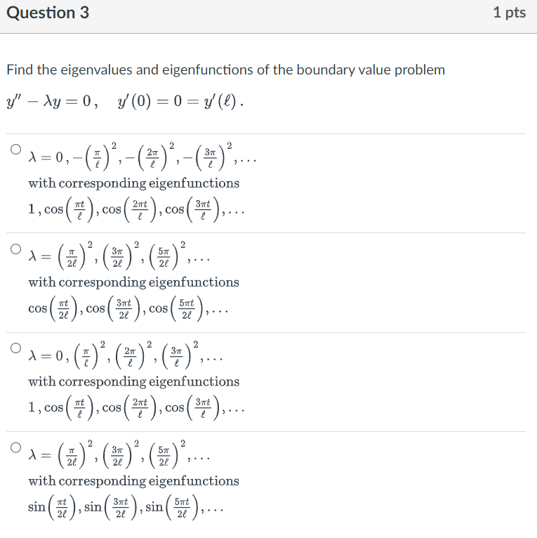 Solved Find the eigenvalues and eigenfunctions of the | Chegg.com