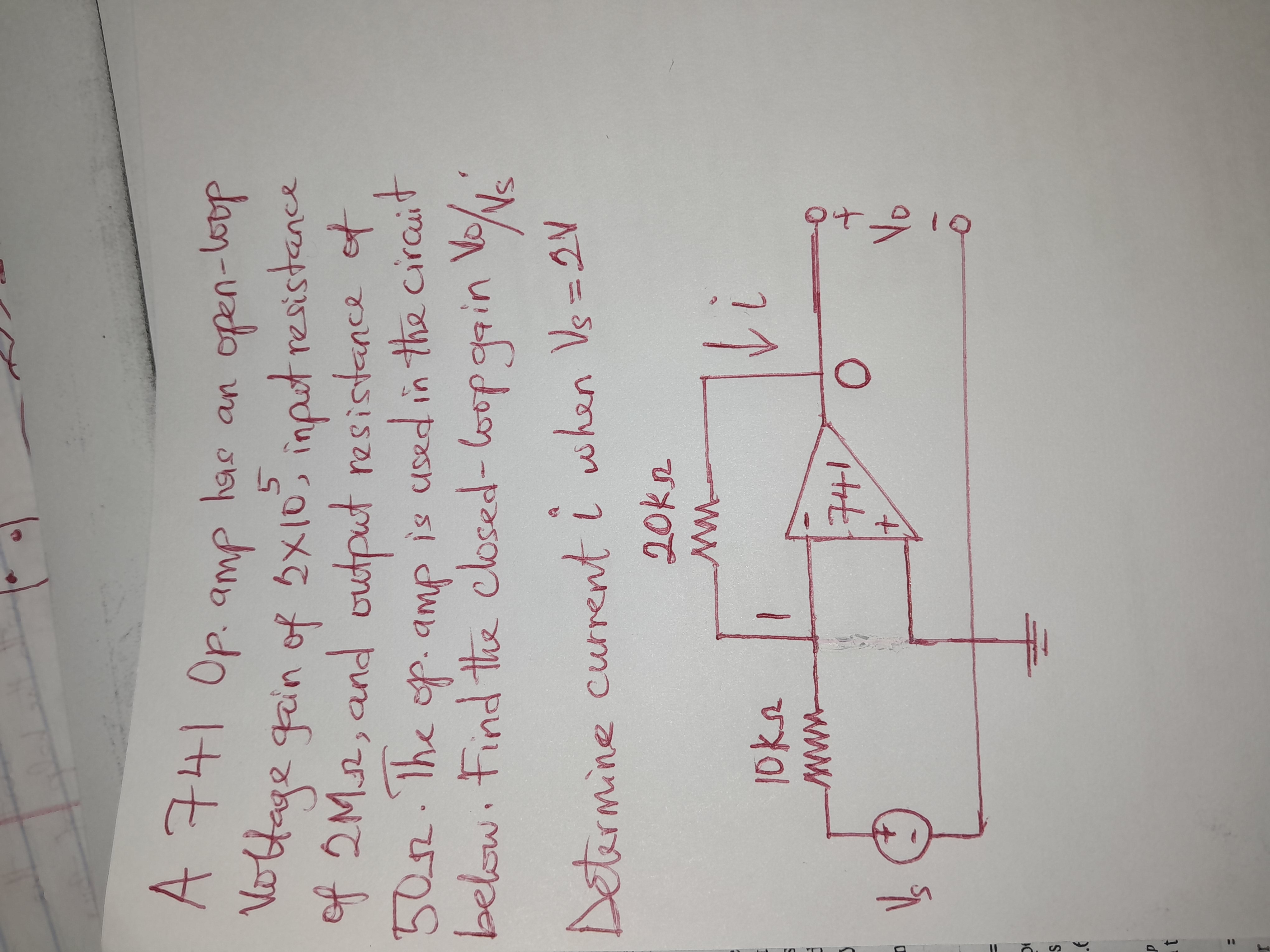 Solved A 741 op. amp has an open-loop Vobtage gain of 2×105, | Chegg.com
