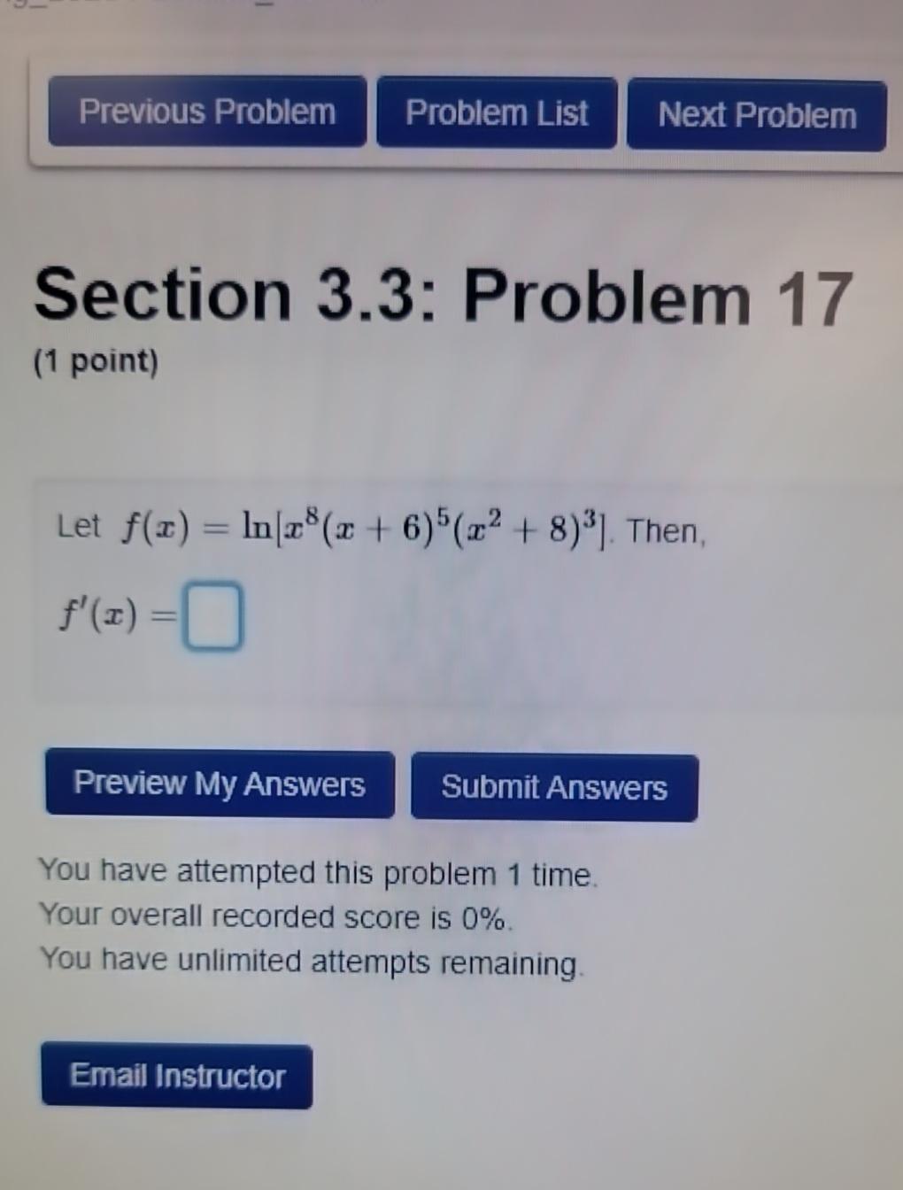 Solved Section 3.3: Problem 17 (1 point) Let | Chegg.com