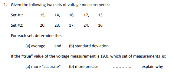 Solved 1. Given the following two sets of voltage | Chegg.com