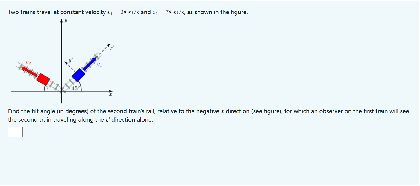 Solved Two trains travel at constant velocity v1=28 m/s and | Chegg.com