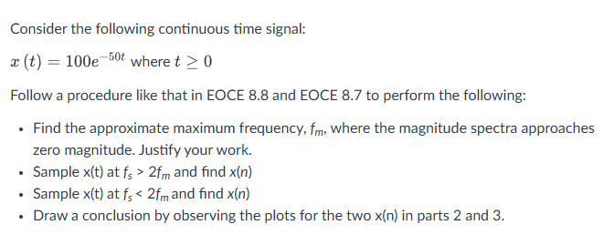 Solved Consider the following continuous time | Chegg.com