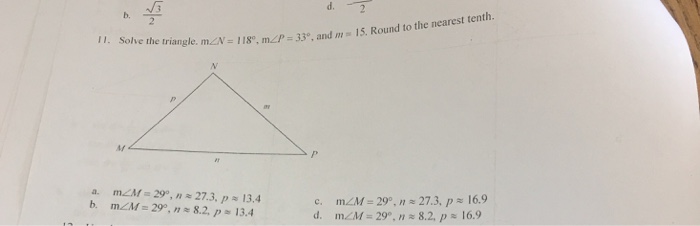 Solved Solve the triangle. m