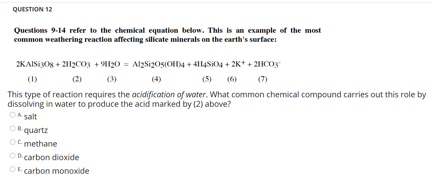 Solved QUESTION 12 Questions 9-14 refer to the chemical | Chegg.com