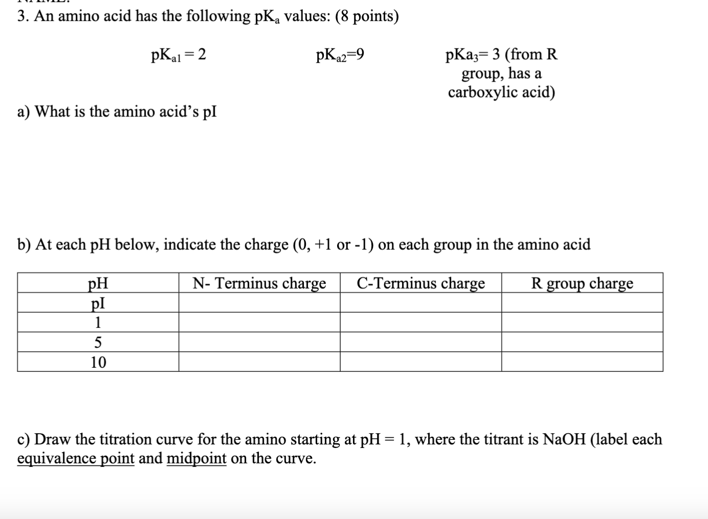 Solved An amino acid has the following pKa ﻿values: ( 8 | Chegg.com