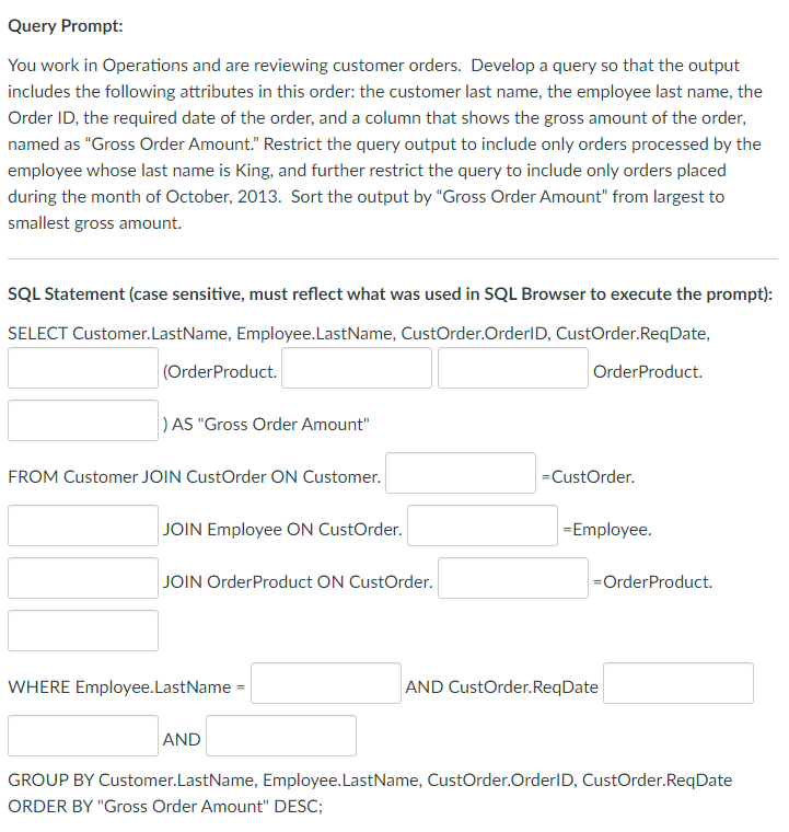Query Prompt: You work in Operations and are | Chegg.com