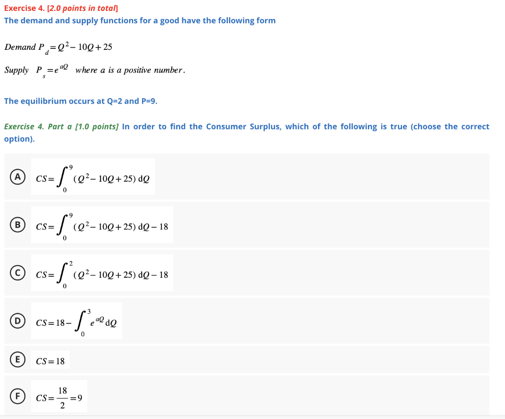 Solved Exercise 4. [2.0 points in total] The demand and | Chegg.com