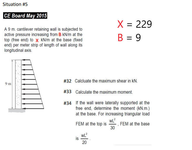 Solved A 9 m. cantilever retaining wall is subjected to | Chegg.com