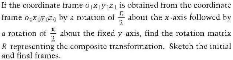 Solved If The Coordinate Frame 01x1y1z1 Is Obtained From The