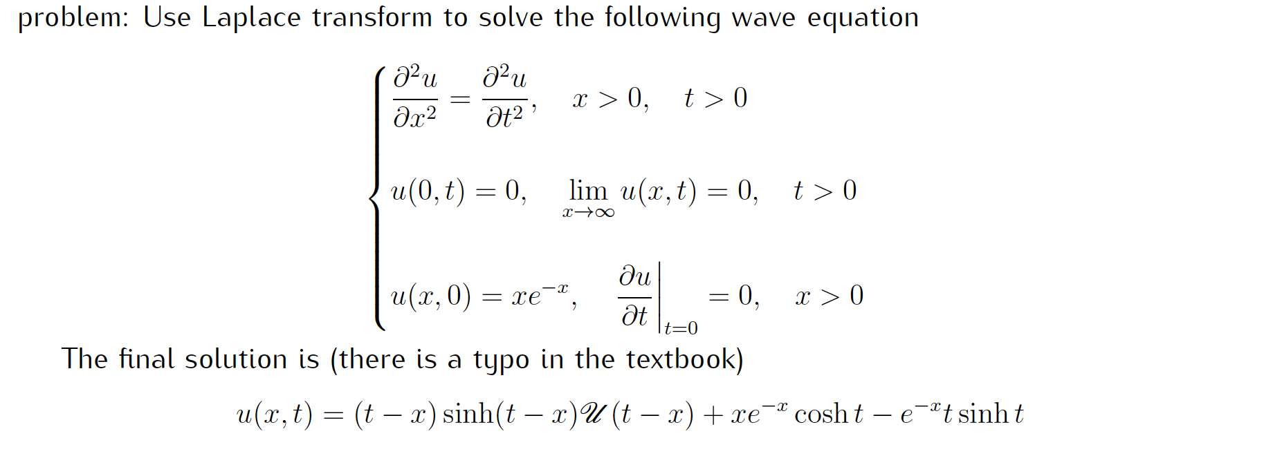 Solved problem: Use Laplace transform to solve the following | Chegg.com