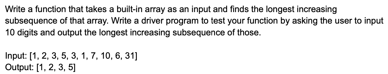 Solved Write a function that takes a built-in array as an | Chegg.com