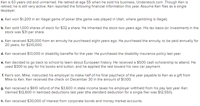 Complete page 1 of Form 1040 through line 9 and | Chegg.com