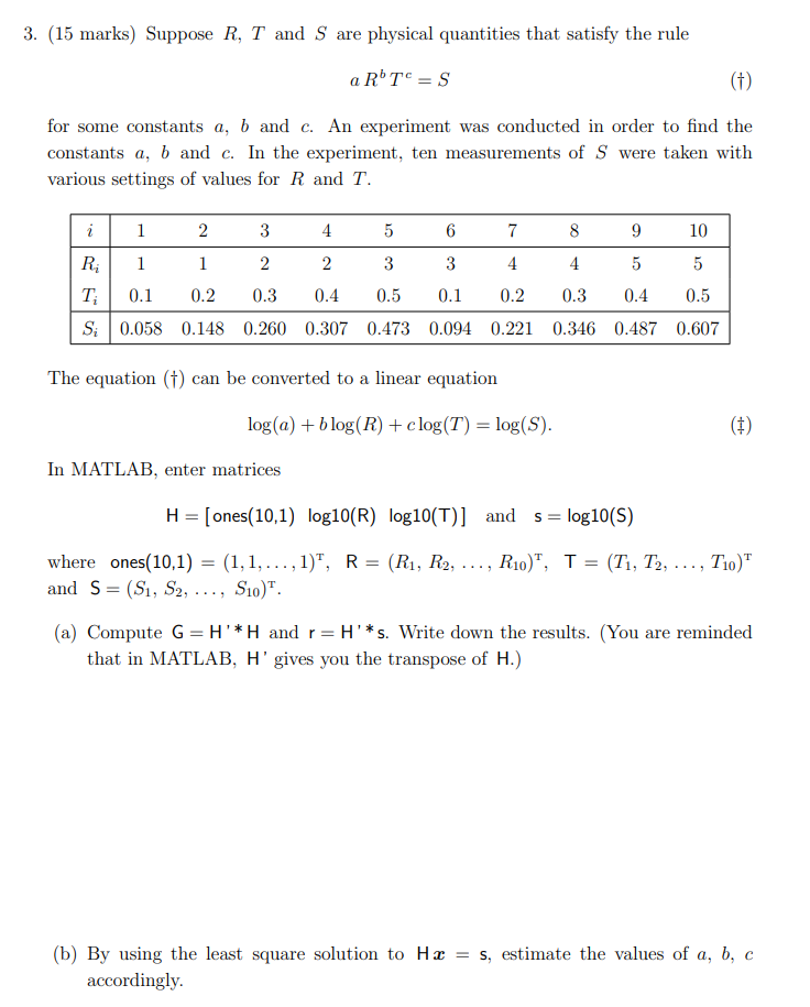 3. (15 marks) Suppose R,T and S are physical | Chegg.com