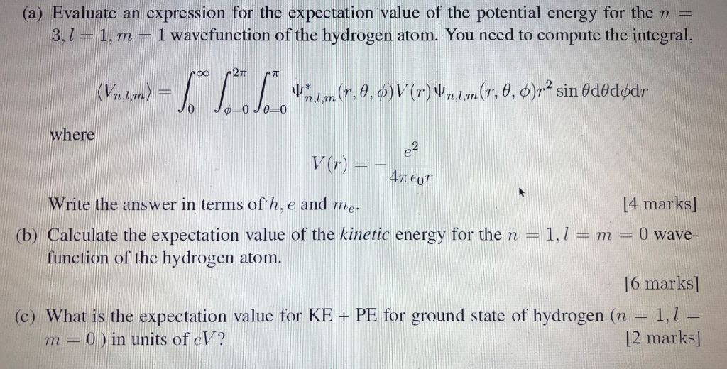 Solved A Evaluate An Expression For The Expectation Value