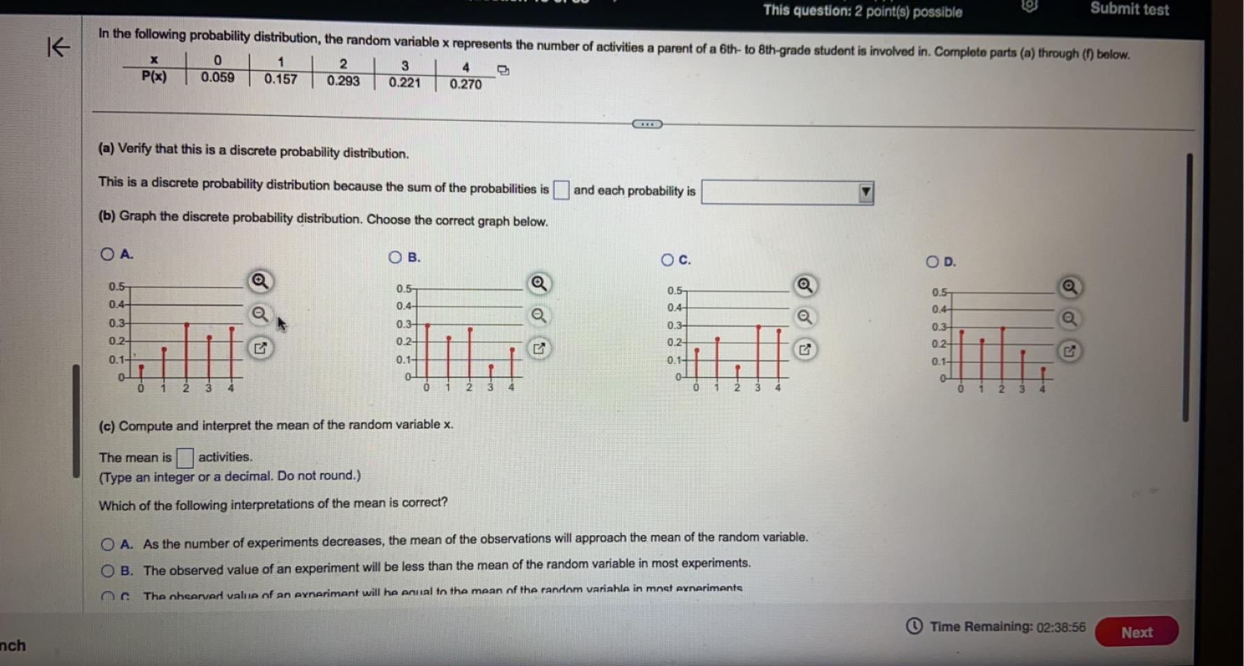 Solved In the following probability distribution, the random | Chegg.com
