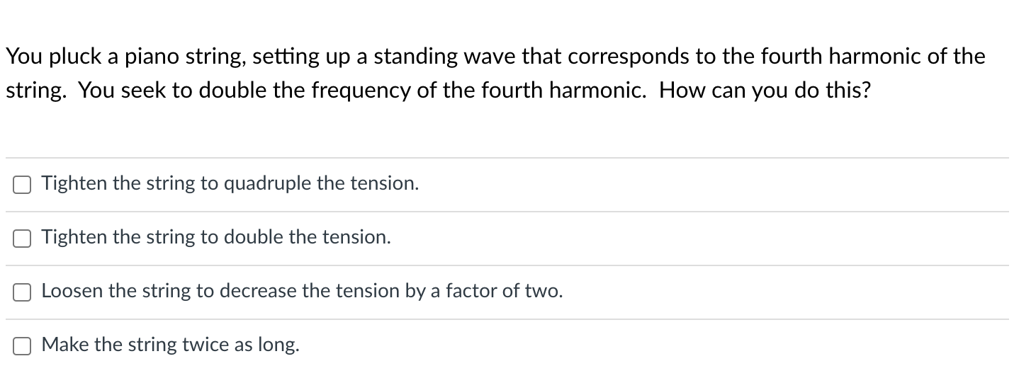 Solved You pluck a piano string, setting up a standing wave | Chegg.com