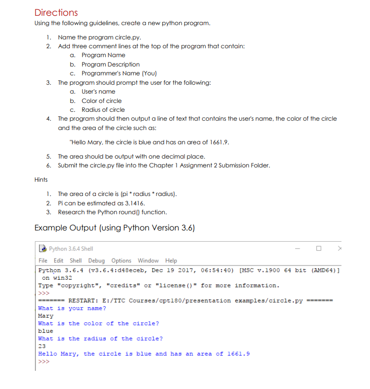 Solved Directions Using The Following Guidelines Create A
