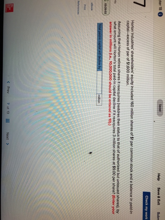 Solved ter 18 Help Save & Exit Subm Check my work Horton | Chegg.com