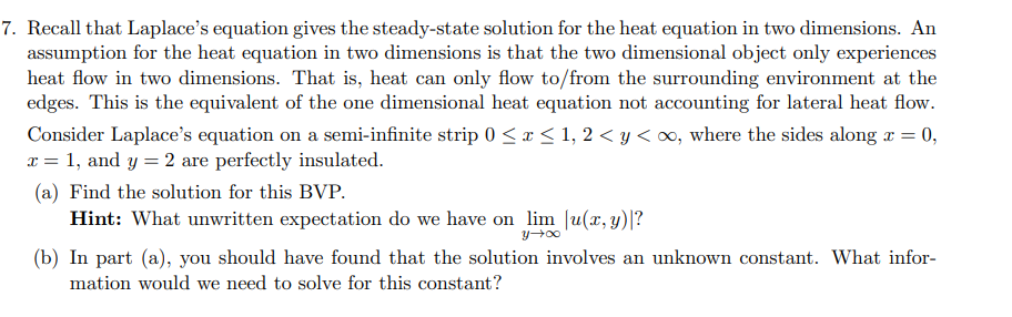 Solved Recall that Laplace's equation gives the steady-state | Chegg.com
