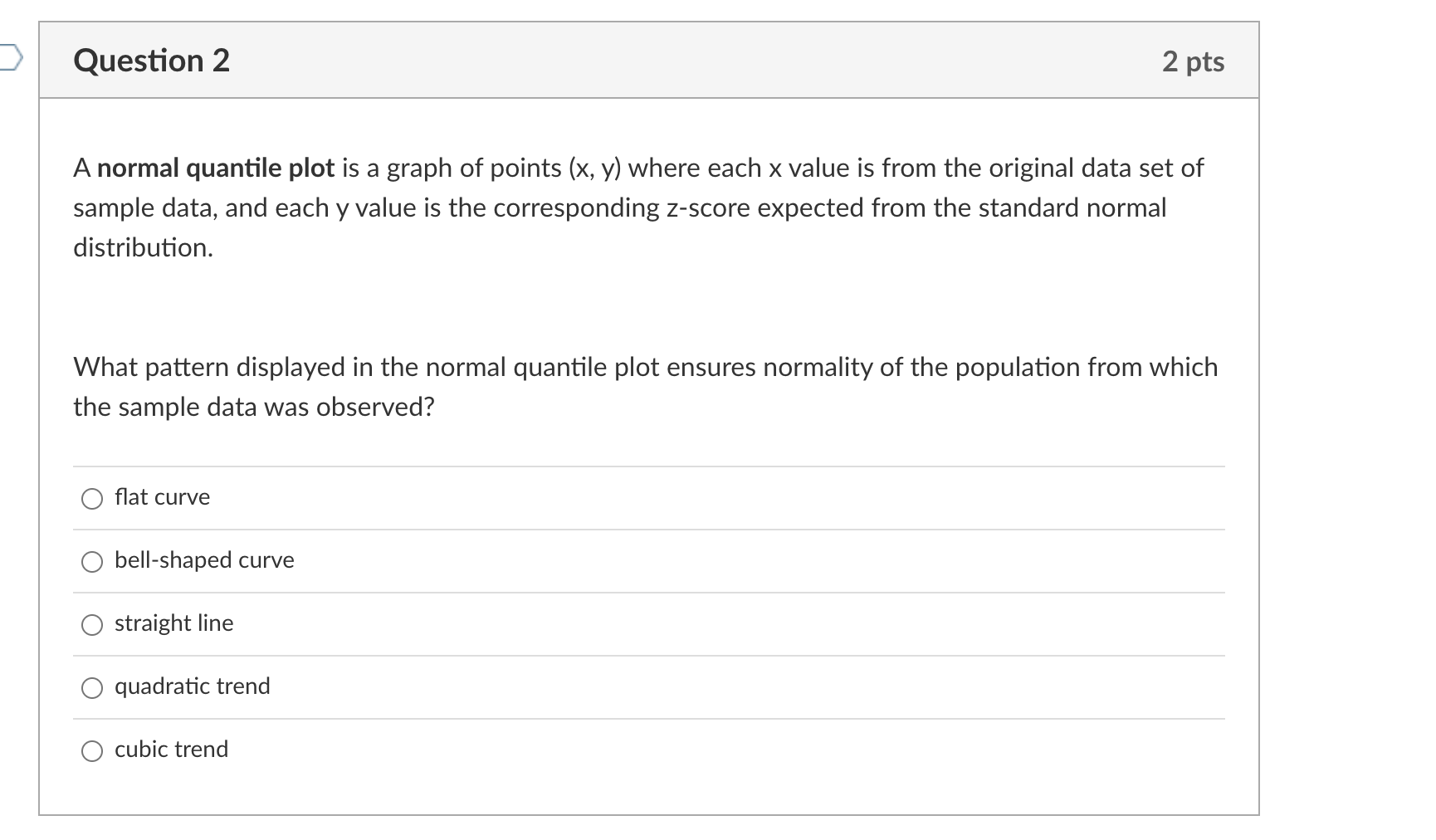 Solved Question 2 2 pts A normal quantile plot is a graph of | Chegg.com