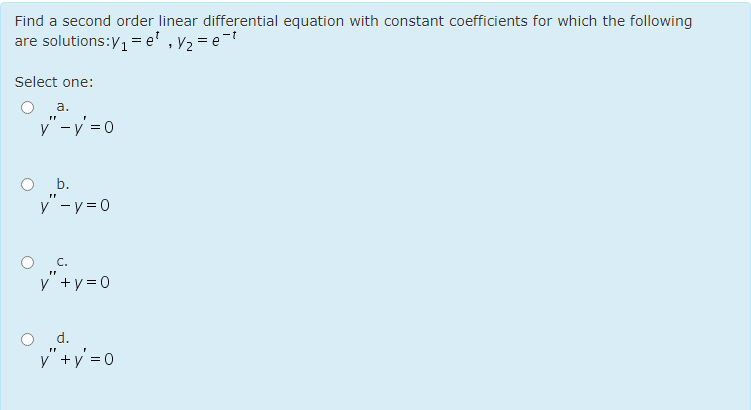 Solved Find a second order linear differential equation with | Chegg.com