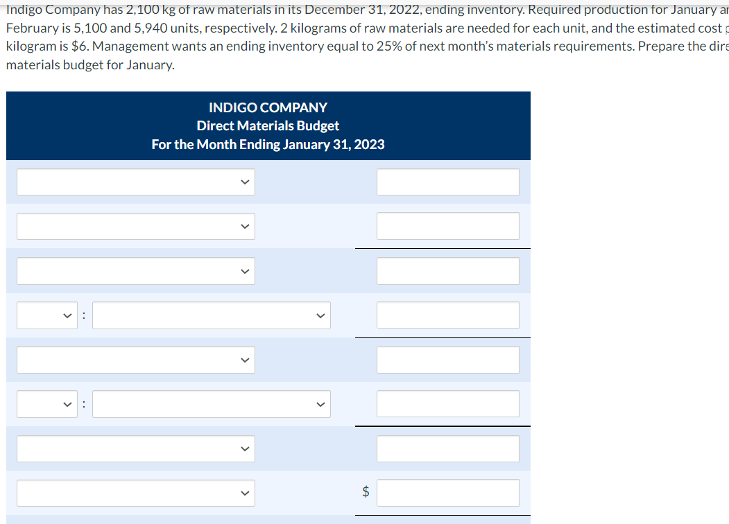 Solved Indigo Company has 2,100 kg of raw materials in its | Chegg.com