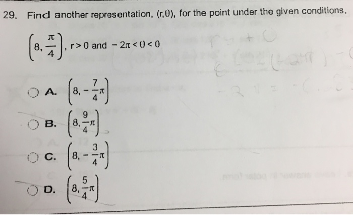 Solved Find another representation, (r, pi), for the point | Chegg.com
