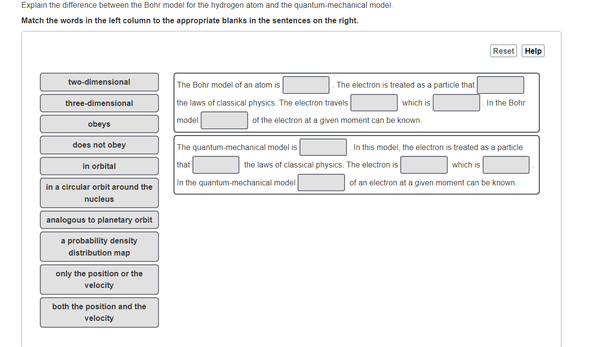 Solved Explain the difference between the Bohr model for the | Chegg.com