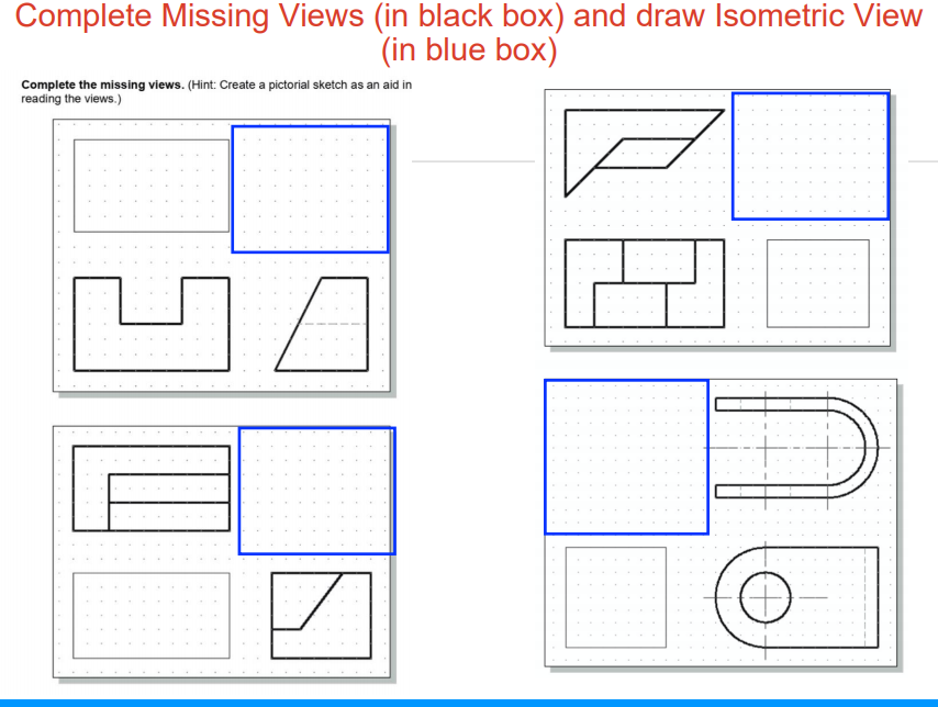 Solved Complete Missing Views (in black box) and draw | Chegg.com