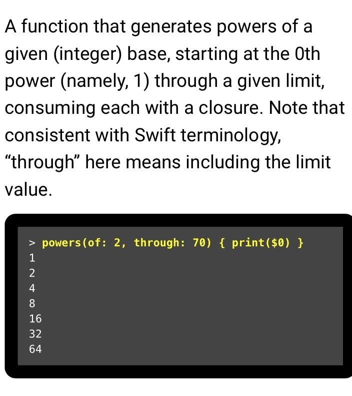 Solved A function that generates powers of a given (integer) | Chegg.com