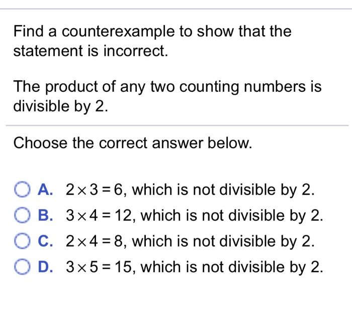 Solved Find a counterexample to show that the statement is | Chegg.com