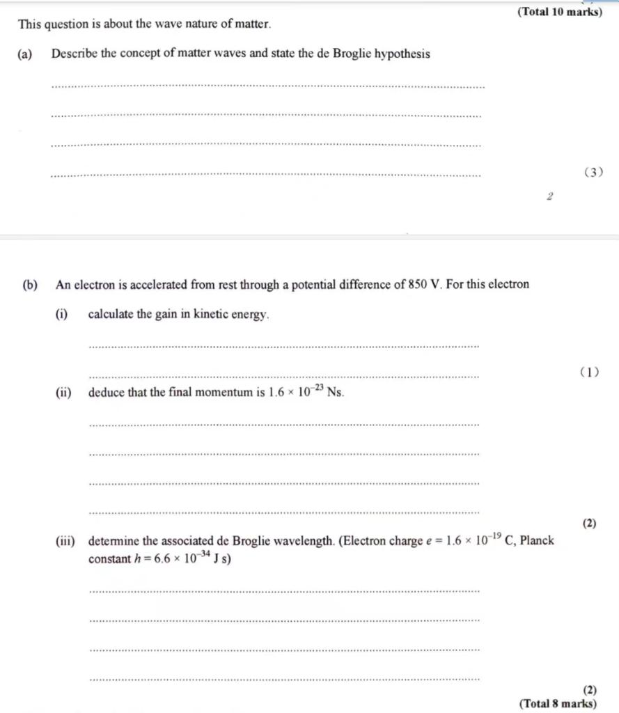 Solved B An Electron Is Accelerated From Rest Through A